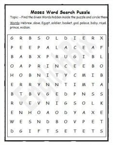 Moses Word Search Mini-Workbook - EnglishBix