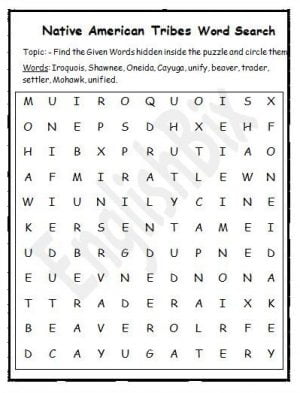 Free Printable Word Searches Native American