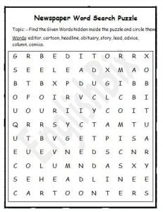 Newspaper Word Search Mini-Workbook - EnglishBix