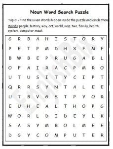 Noun Word Search Mini-Workbook - EnglishBix