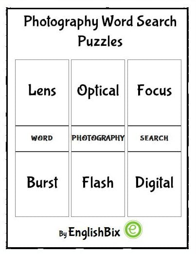 Photography Terms Word Search Mini-Workbook - EnglishBix