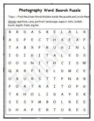 Photography Terms Word Search Mini-Workbook - EnglishBix