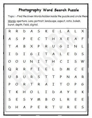 Photography Terms Word Search Mini-Workbook - EnglishBix