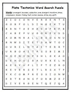 Plate Tectonics Word Search Mini-Workbook - EnglishBix