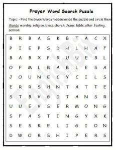 Spiritual Prayers Word Search Mini-Workbook - EnglishBix