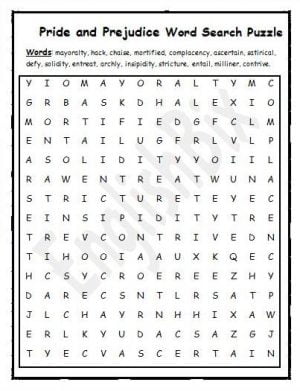 Pride and Prejudice Word Search Mini-Workbook - EnglishBix