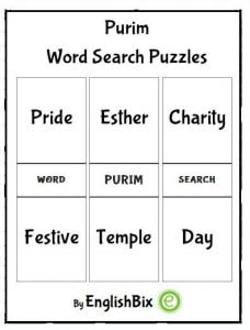 Purim Holiday Word Search Mini-Workbook - EnglishBix