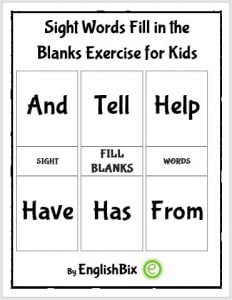 Sight Words Fill in The Blanks Workbook - EnglishBix