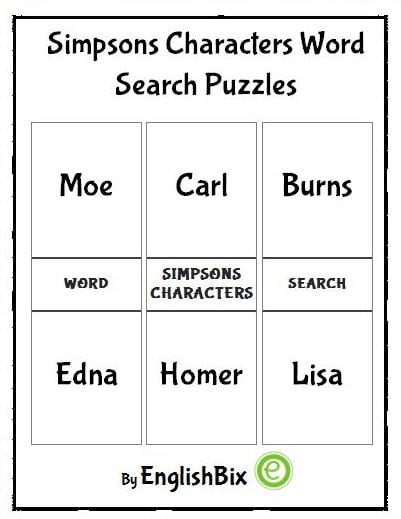 The Simpsons Word Search Mini-Workbook - EnglishBix