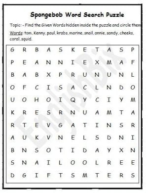SpongeBob SquarePants Word Search Mini-Workbook - EnglishBix