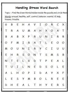 Stress Management Word Search Printable - EnglishBix