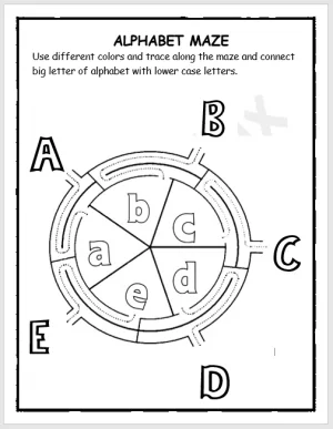 Alphabet Maze Tracing Activity Workbook - EnglishBix
