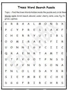 Trees Word Search Puzzles Mini-Workbook - EnglishBix