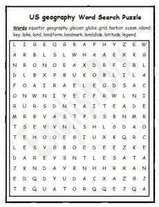 US Geography Word Search Mini-Workbook - EnglishBix