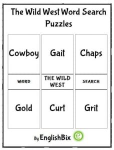 American Wild West Words Search Mini-Workbook - EnglishBix