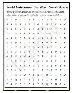 Word Environment Day Word Search Mini-Workbook - EnglishBix