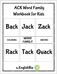 ACK Word Family Activity Worksheets - EnglishBix