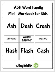 ASH Word Family Activities Worksheet - EnglishBix