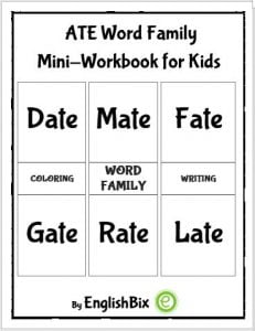 ATE Word Family Activities Worksheets - EnglishBix