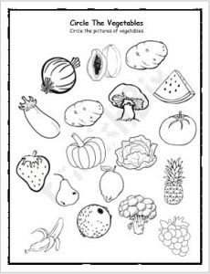 Circle The Fruits and Vegetables Worksheet - EnglishBix