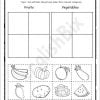 Cut and Paste Fruits and Vegetables Worksheets - EnglishBix
