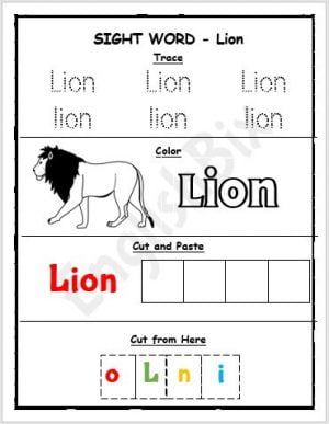 Lion The King of Jungle Activity Worksheets - EnglishBix