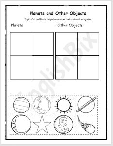 Solar System Cut and Paste Activity Worksheets - EnglishBix