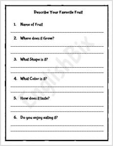 Describing Fruits using Adjectives Worksheet - EnglishBix
