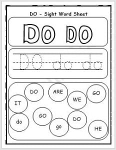 Do - Sight Word Printable Worksheets - EnglishBix