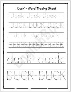 Duck Sight Word Tracing Worksheet - EnglishBix