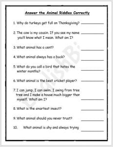 Animal Riddles Activity Worksheet for Kids - EnglishBix