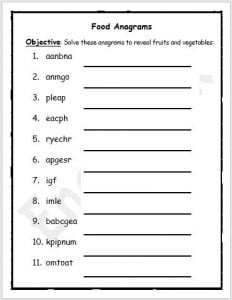 Food Names Anagrams Printable - EnglishBix