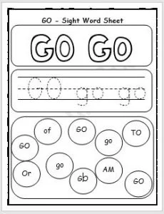 Go - Sight Word Printable Sheets - EnglishBix