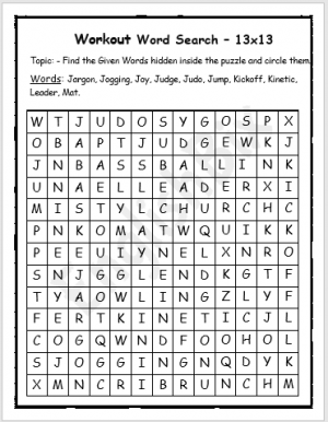 Gym Workout Word Search Printable - EnglishBix