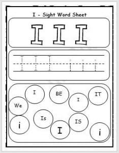 I Sight Word Printable Worksheet - EnglishBix
