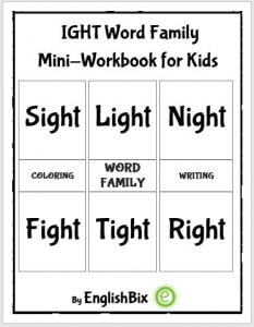 IGHT Word Family Activities Worksheets - EnglishBix