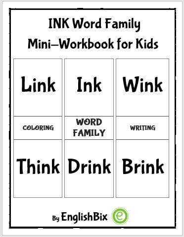 Free Printable Ink Word Family Worksheets