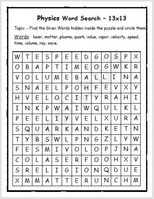 Physics Word Search Puzzles Printables - EnglishBix