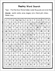 Poetry Terms Word Search Printables - EnglishBix