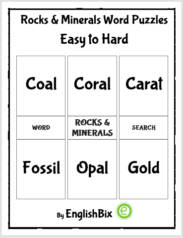 Rocks and Minerals Word Search Printables - EnglishBix
