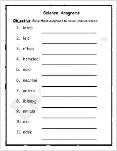 Science Words Anagrams Printable - EnglishBix