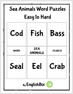 Sea Animals Word Search Printables - EnglishBix