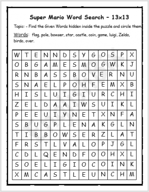 Super Mario Land Word Search Printable - EnglishBix