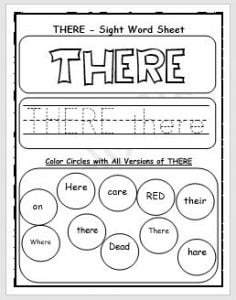 There Sight Word Printable Worksheet - EnglishBix