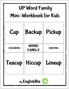 UP Word Family Activities Worksheets - EnglishBix
