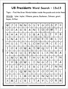US Presidents Word Search Puzzle - EnglishBix