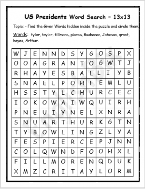 US Presidents Word Search Puzzle - EnglishBix