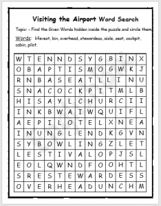 Visiting The Airport Word Search Printable - EnglishBix
