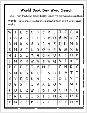World Book Day Word Search Printable - EnglishBix