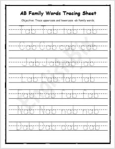 AB Word Family Activity Worksheets - EnglishBix